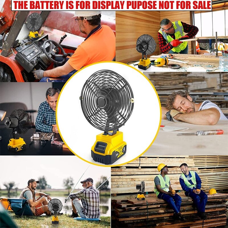 Portable Workshop Desk Fan Jobsite Fan For Dewalt 20V Li-Ion Battery ...