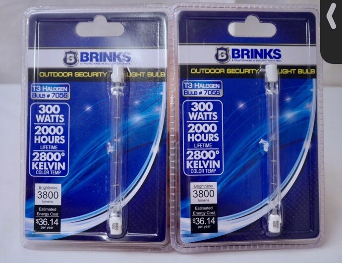 LOT of 2 Brinks Outdoor Security Light Bulbs T3 Halogen Bulb #7056,300 ...