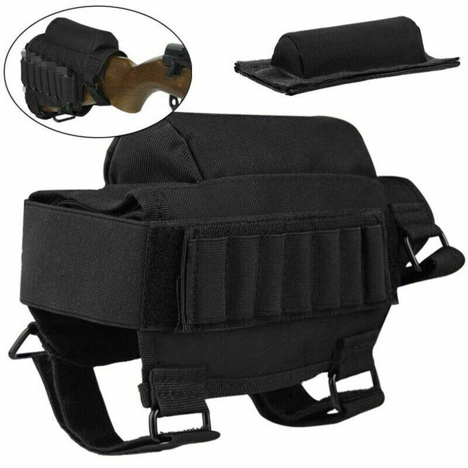Tactical Rifle Butt Stock Cheek Rest Pad Left/Right Hand Ammo Carrier ...