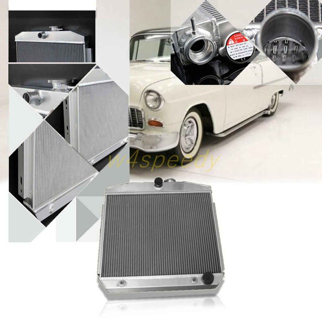 3 Rows Aluminum Radiator Fit 1955 56 57 Chevy Bel Air V8 Engine Support ...