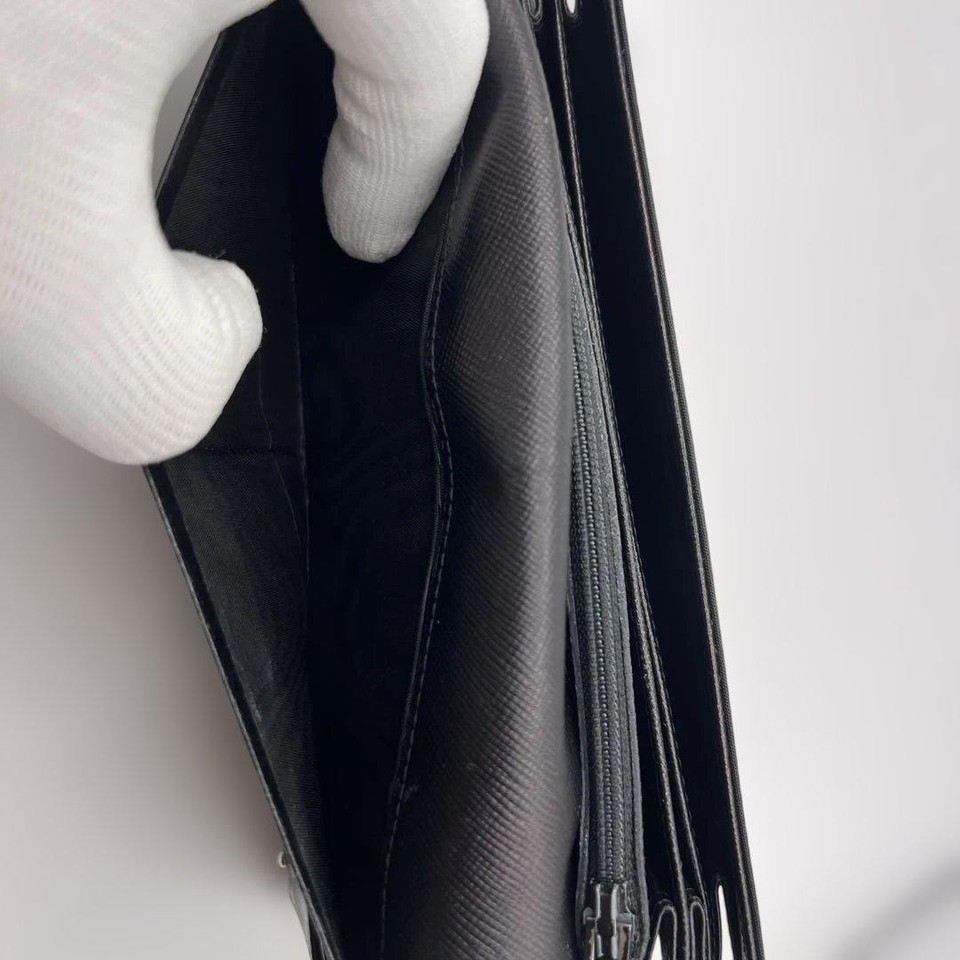 PRADA Nylon Long Wallet Black Triangular Plate Authentic Vintage Unisex ...
