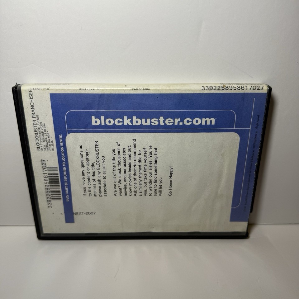 Blockbuster Video DVD Rental Case Empty Movie- Next 2007 | eBay