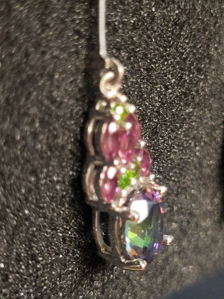 Iridescent Mystic Fire Topaz And Multigem Dangle Earrings, 925ss, NIP ...