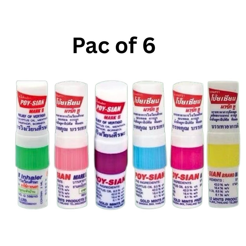 6x Poy Sian Inhaler Mark 2 Convenient Dual-Use Aromatherapy Solution ...
