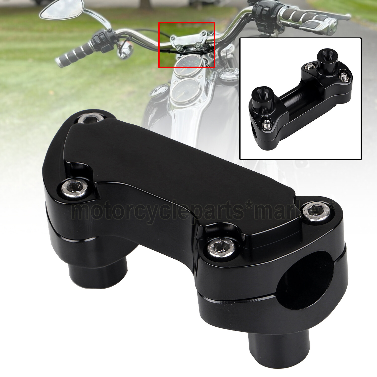 1 1/2" Tall Handlebar Riser w/Top Clamp For Harley Dyna Softail ...