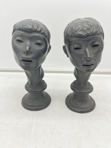 2 Mid Century Modern Fred Press Ballerina Lady Bust Sculptures Statues ...