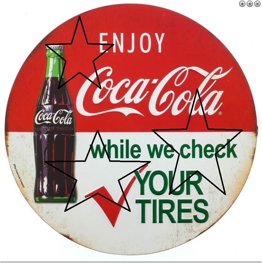 VINTAGE COKE COLA GASOLINE PETROL DECAL STICKER LABEL 9 INCH DIA 230 MM ...