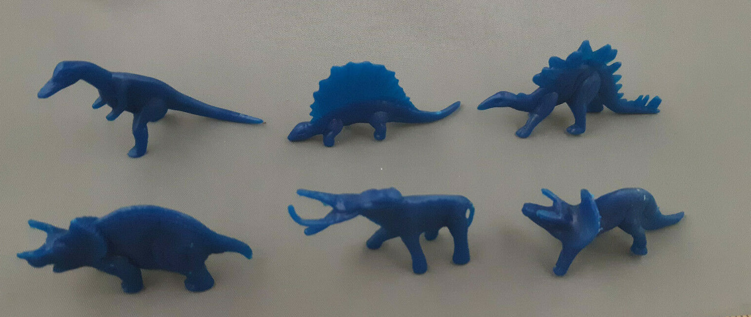 6 DFC Dinosaurs Dark Blue Plastic Prehistoric Playset Vintage Tim-Mee ...