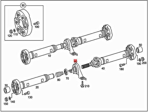 Genuine MERCEDES C219 S211 W211 CLS C219 Center support bearing ...