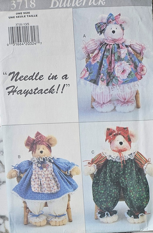 Butterick Sewing Patterns Craft Stuffed Animal Plush Dolls Bears Home+ ...