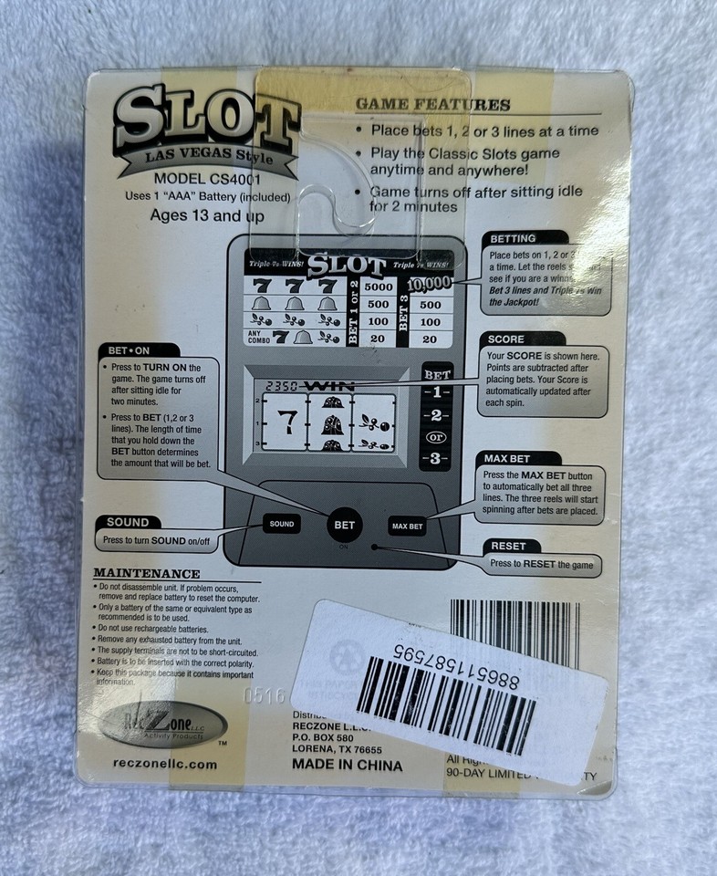 Reczone SLOT Machine Las Vegas Style CS4001 Pocket Arcade Classic Slot ...