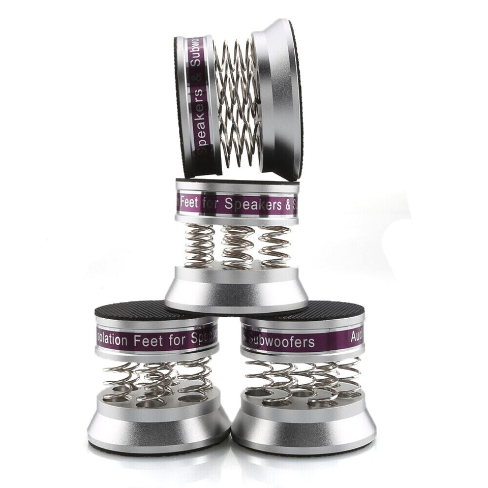 4pcs Aluminum Alloy HiFi Speaker Stand Turntable Isolation Feet Springs ...