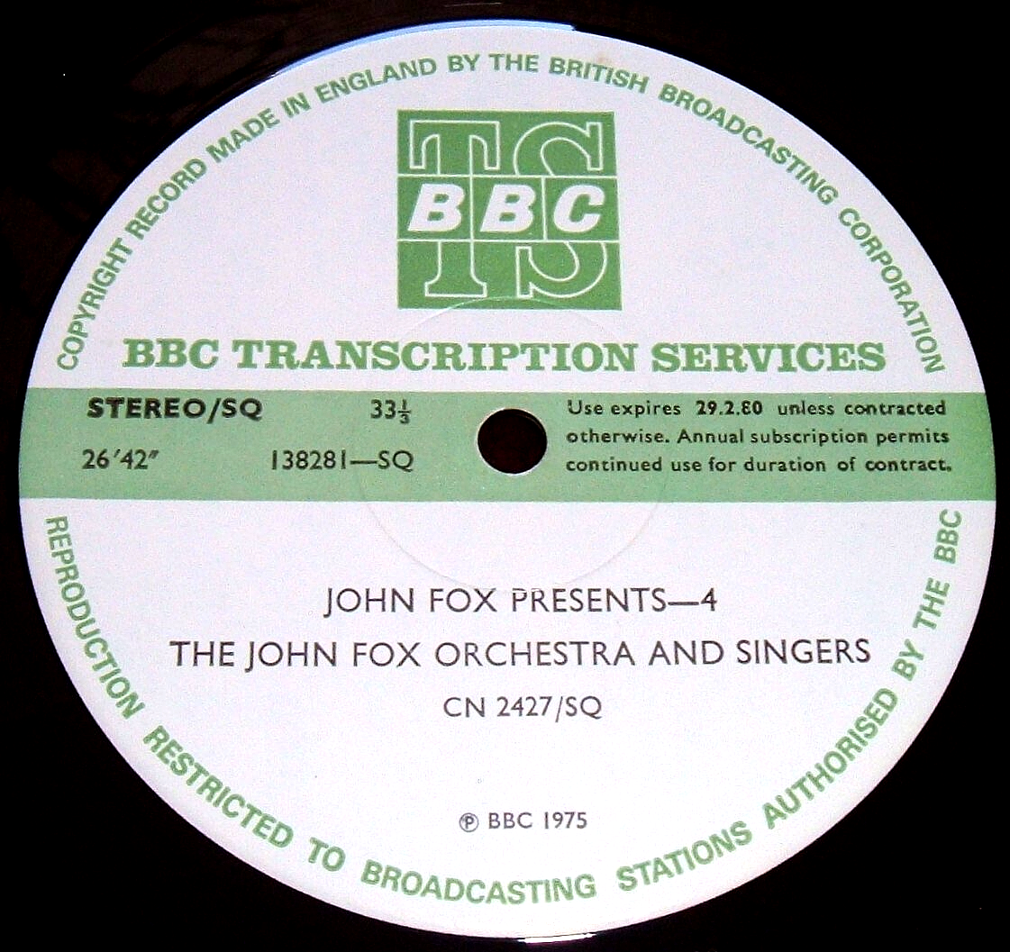 BBC TRANSCRIPTION DISC JOHN FOX PRESENTS 3 / 4 - 12" VINYL EX 1975 | eBay