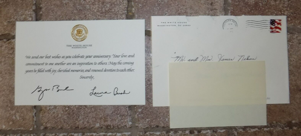 President GEORGE BUSH & First Lady LAURA BUSH Letter SIGNED by Both w ...
