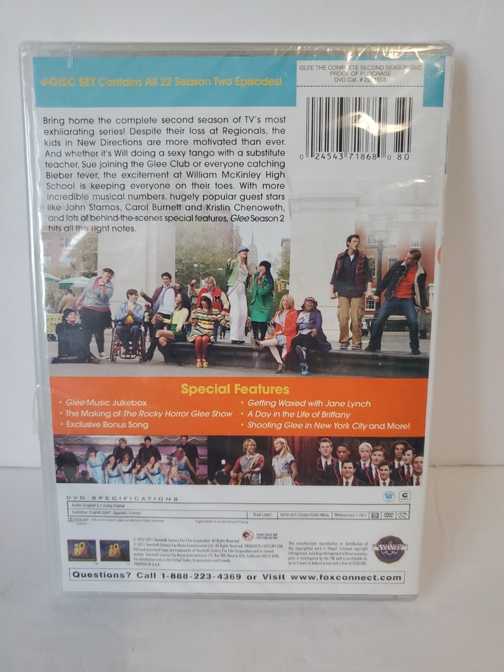 Glee: The Complete Second Season (2011, DVD, 6-Disk Set) Brand New Sealed 24543718680| eBay