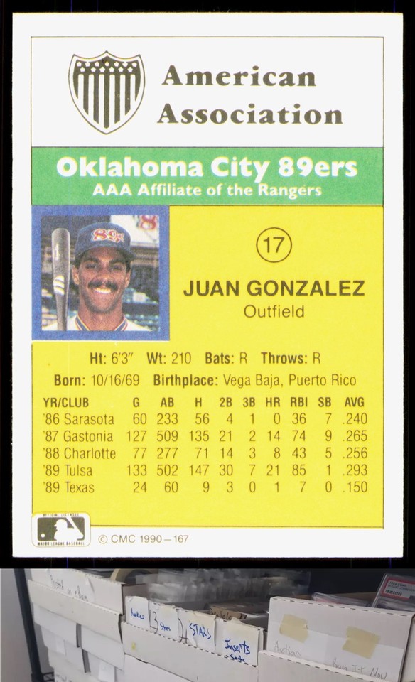 1990 CMC Oklahoma City 89ers #17 Juan Gonzalez - JL | eBay