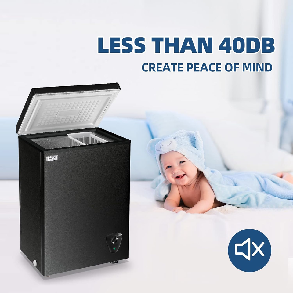 WANAI Chest Freezer 3.5 Cu.Ft Small Deep Top Door Mini with Removable ...