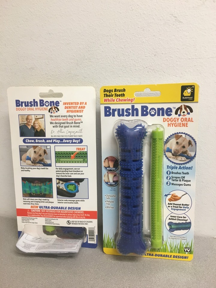 2 PACK -BulbHead Brush Bone Dog Self Brushing Toothbrush 1 pk | eBay