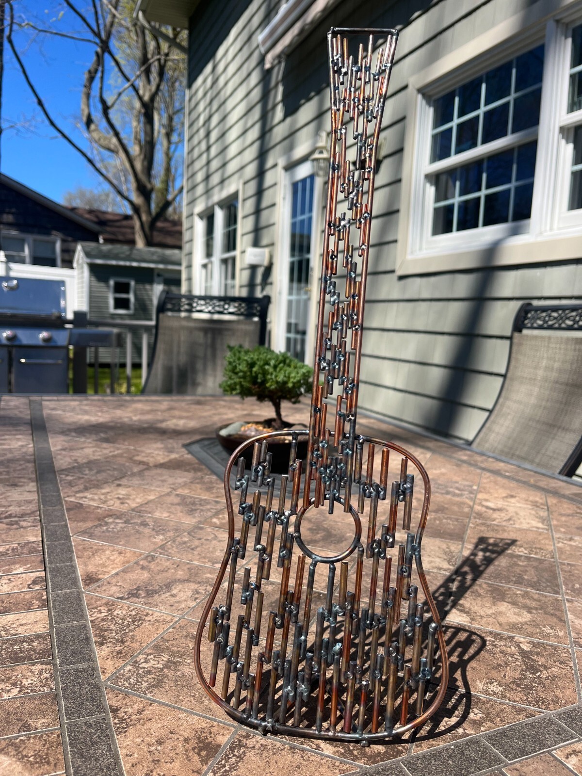 Metal Guitar Sculpture, hand made, TIG welded, Steel, one of a kind! | eBay