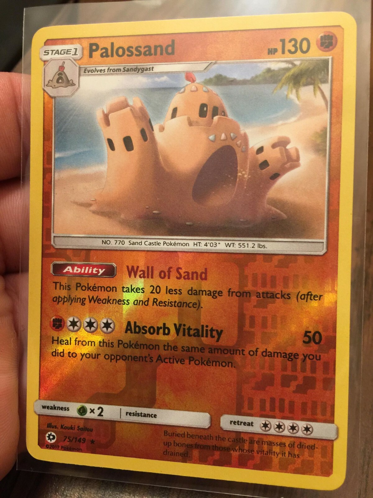 PALOSSAND 2017 RARE STAGE 1 REVERSE HOLO POKEMON CARD - SUN & MOON ...