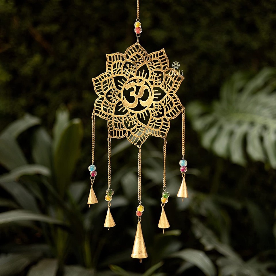Wall Hanging Feng Shui Religious Om Wind Chime Metal Wall Art For Home ...