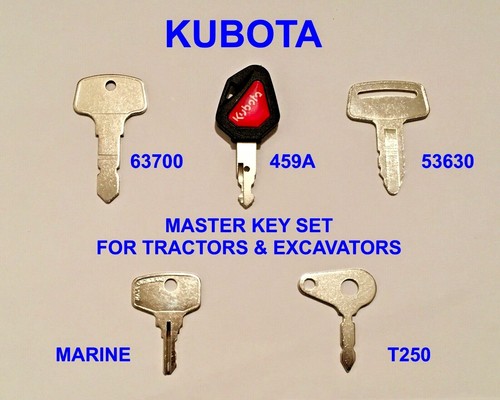 KUBOTA 5 Key Master Plant Set Tractors & Excavators 459A T250 53630 ...