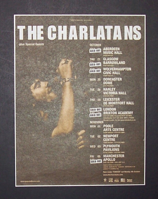 The Charlatans Us and Us Only UK Tour 1999 Mini Poster Type Concert Ad ...