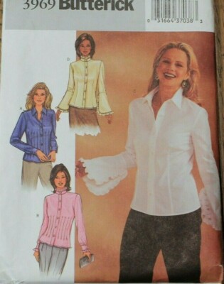Butterick 3969 Misses Blouse Top (Collar Mock Front Band) Sewing ...