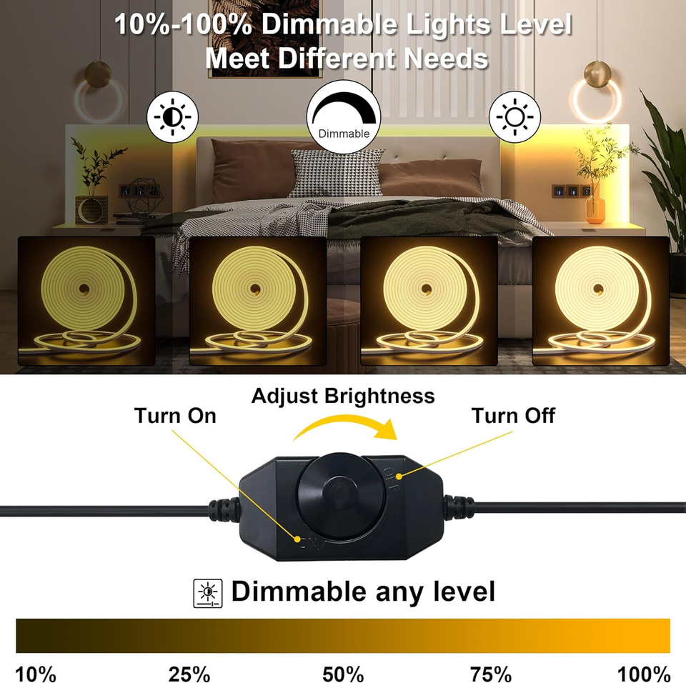 5M LED Neon Strip Light, Cozylady Warm White Waterproof Rope Lights ...