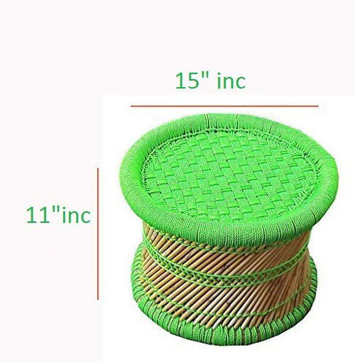 KSM Eco-Friendly Handmade Cane Bar Bamboo Green Foot Stool for Outdoor ...