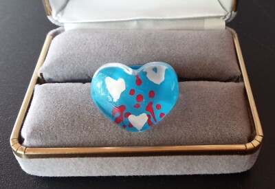 Vintage Blue Heart Plastic Ring US Size 4 3/4 New Old Stock | eBay