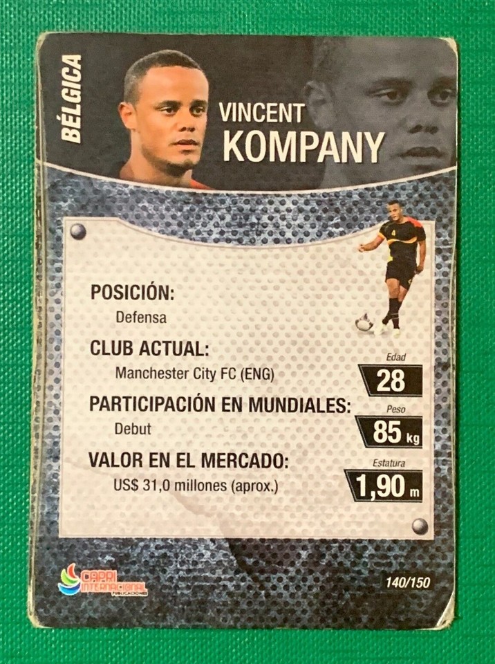 BRAZIL 2014 #140 VINCENT KOMPANY CARD FIFA WORLD CUP 2014, South ...