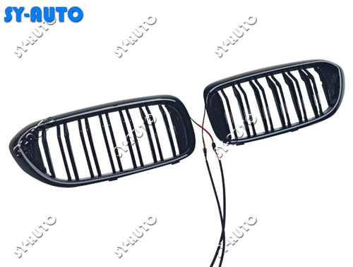 Gloss Black Front Bumper Grill Grille w/LED Light For 2017-2020 BMW 5 ...