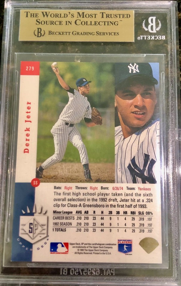 DEREK JETER 1993 SP FOIL ROOKIE CARD #279 GEM BGS 9.5 YANKEES 10 ...