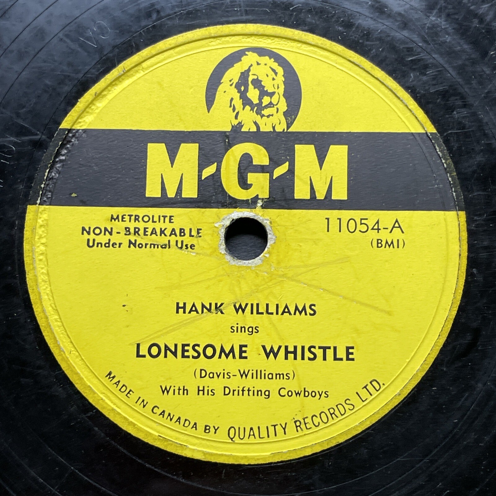 Hank Williams, Lonesome Whistle (10" Shellac 78rpm Phonograph Record ...