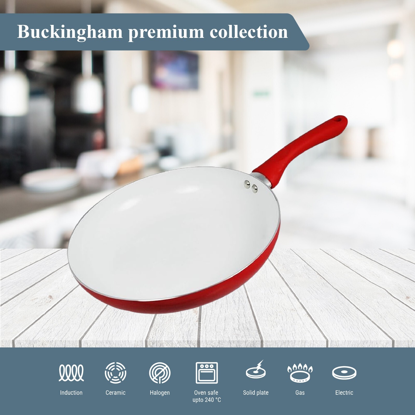 Buckingham Red Induction Frying Pan Ceramic Non-Stick Coating | eBay UK