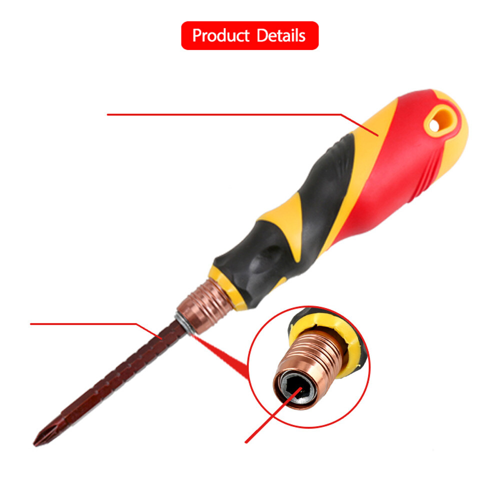 General Purpose Screwdriver Slotted Flared Red color Chrome Vanadium ...