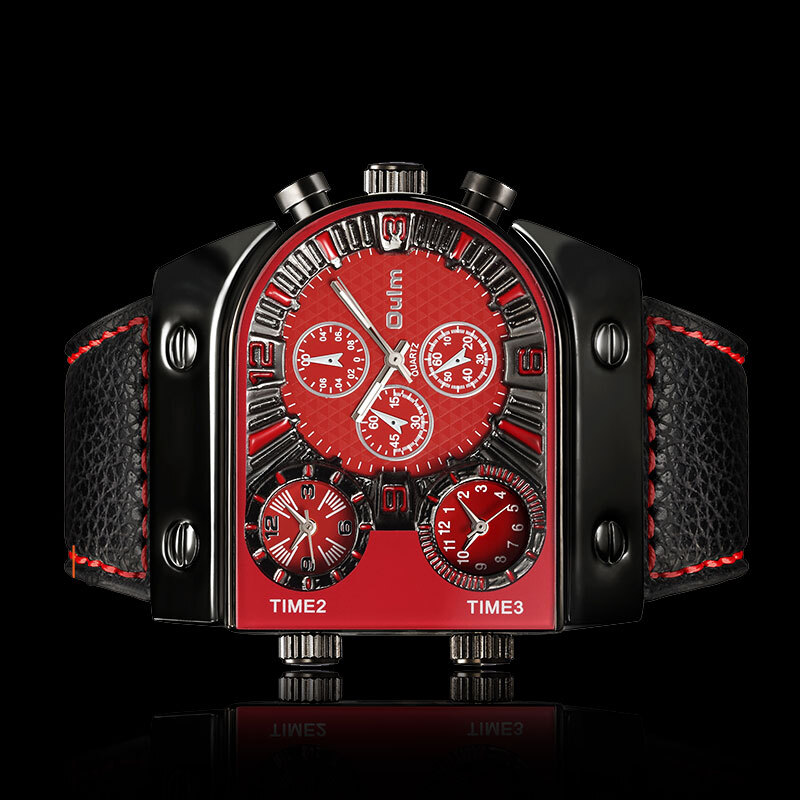 Multiple Time Zone Oulm Watches Unique Design 3 Different Time Sports ...