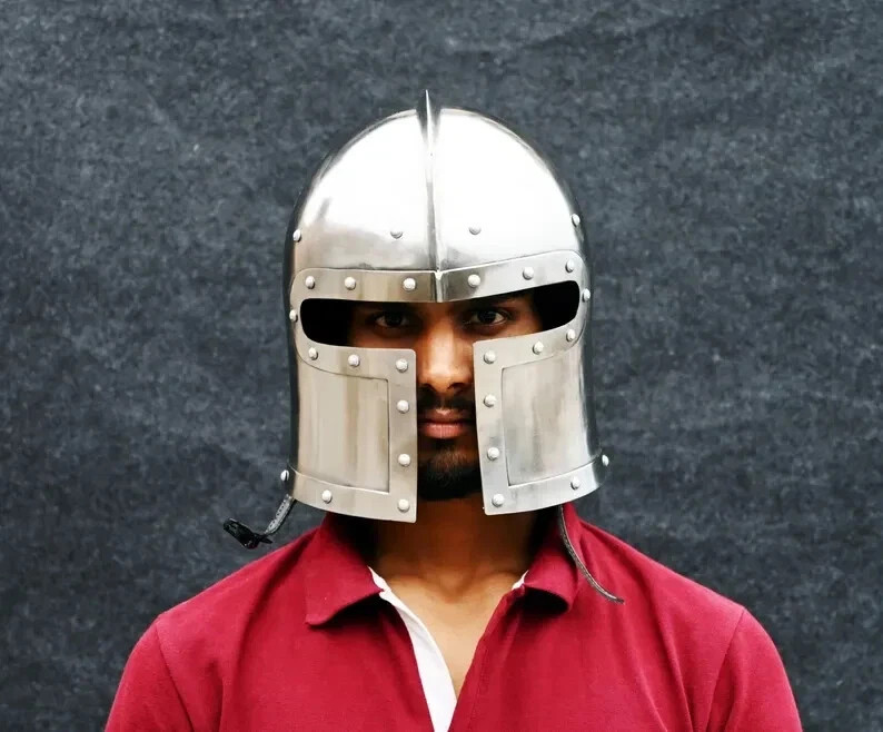 Medieval Barbute Italian Helmet LARP Cosplay Costume Steel Handmade ...