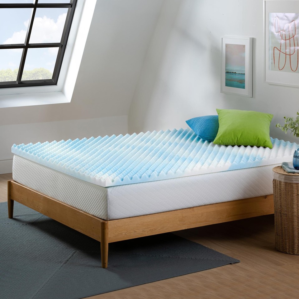 Zinus Swirl Cooling Gel Convoluted Memory Foam Air Flow Mattress Topper ...