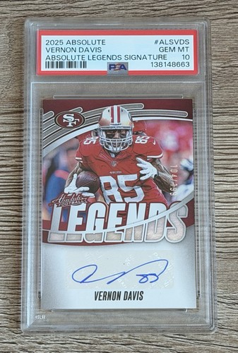2025 Absolute Legends Signature Vernon Davis AUTO 49ERS /199 PSA 10 Pop ...