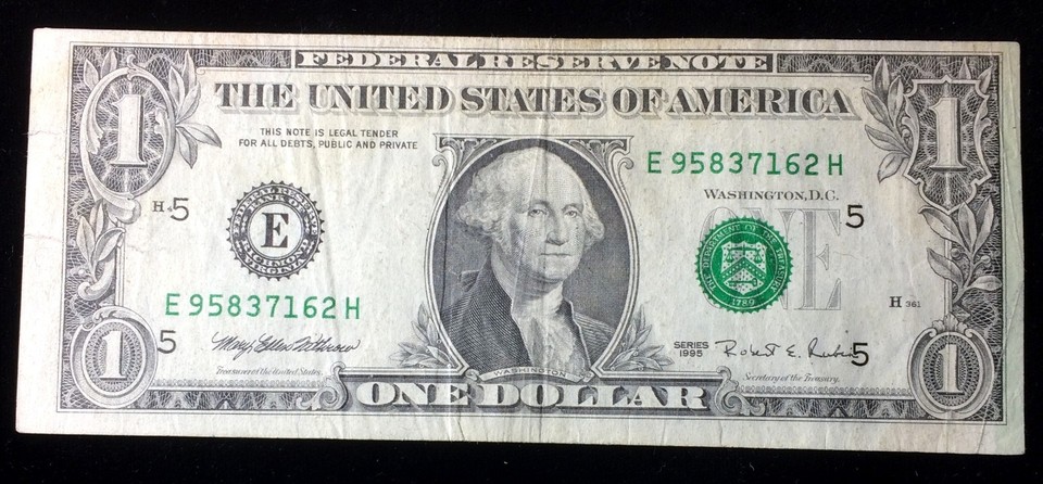 Misaligned US Dollar Bill, Series of 1995, Major Reverse Error | eBay