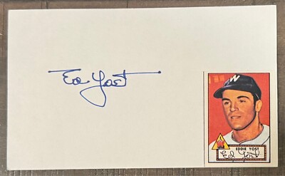 EDDIE YOST SIGNED 3"X5" INDEX CARD WASHINGTON SENATORS AUTOGRAPH D 2012 ...