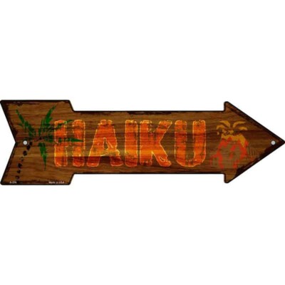 Haiku Hawaiian Novelty Embossed Metal Arrow Sign Directional 17" x 5 ...