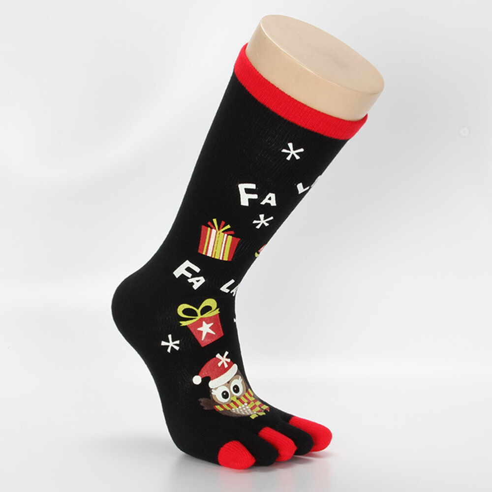 1 Pair Christmas Toe Socks Xmas Socks Five Fingers Long Socks Owl ...
