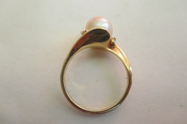 JTC 14k Yellow Gold Pearl 8mm Diamond Ring 3 Grams Size 6 | eBay