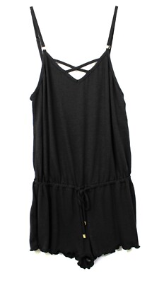 CALIFORNIA WAVES Romper Cover up Drawstring Waist Size Small Black ...