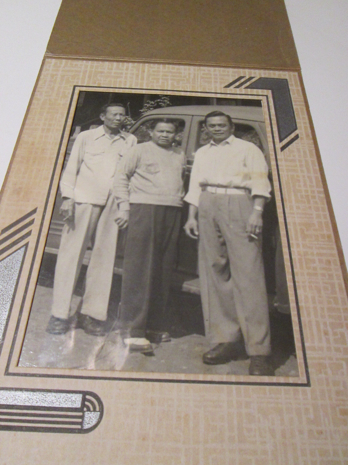 Vtg 1940's Filipino Trio Men Outdoor Photo Cardboard Display Frame Hawaii | eBay