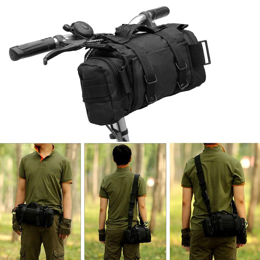Bike Handlebar Bag Small Bicycle Front Storage Pouch Pack with Shoulder ...