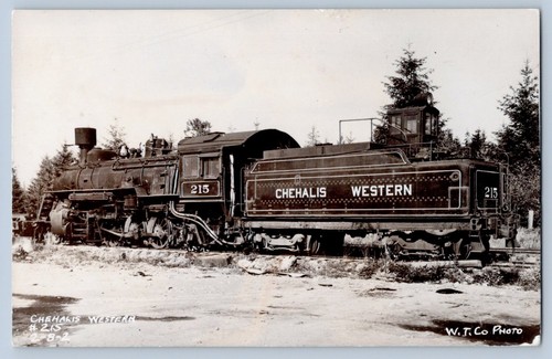 Washington WA Chehalis Western Railroad Engine 215 Real Photo Postcard ...